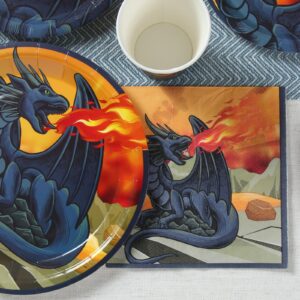 Dragon Party Supplies (Serves 24) Dinner Plates, Dessert Plates, Cups, Napkins. Fantasy Birthday Decorations for Kids, Boys, Girls and More. Dragon Themed Birthday Party Decorations