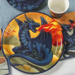 Dragon Party Supplies (Serves 24) Dinner Plates, Dessert Plates, Cups, Napkins. Fantasy Birthday Decorations for Kids, Boys, Girls and More. Dragon Themed Birthday Party Decorations