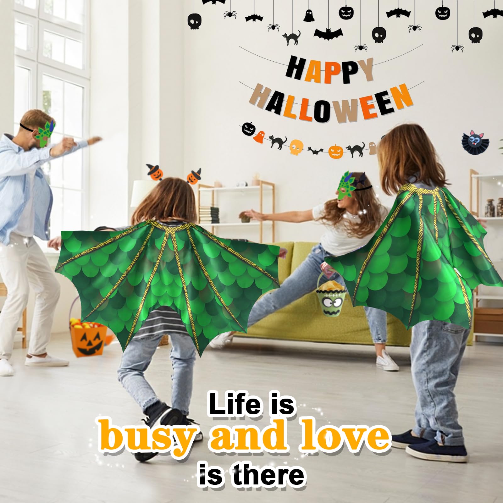 iROLEWIN Dragon-Wings-Costume for Kids and Dinosaur Mask-Girls Boys Halloween Dino Dress Up Cape Birthday Party Favors Gifts