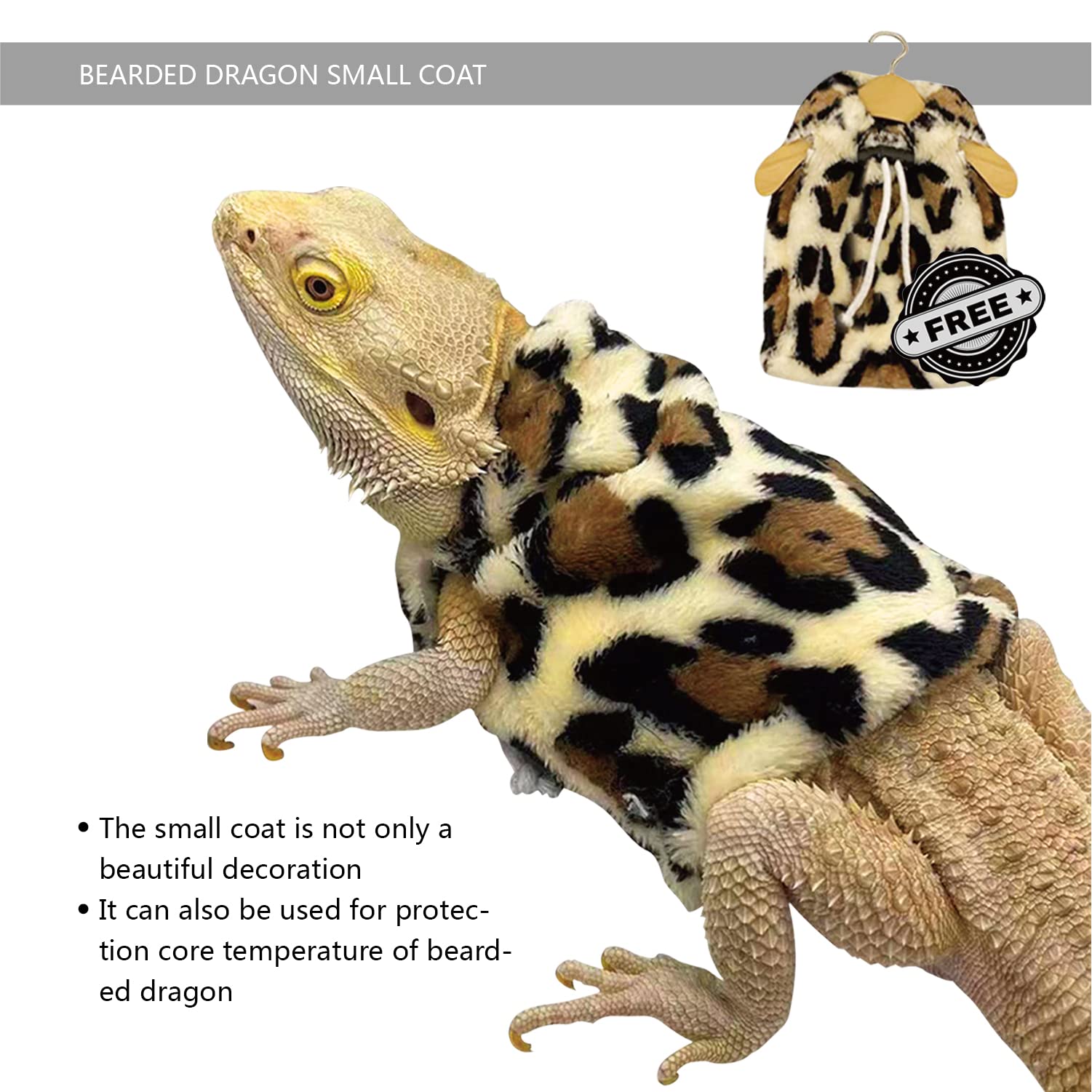 Bearded Dragon Leash, Harness & Leopard Bag - Adjustable with Wings, for Reptile Outdoor Accessories