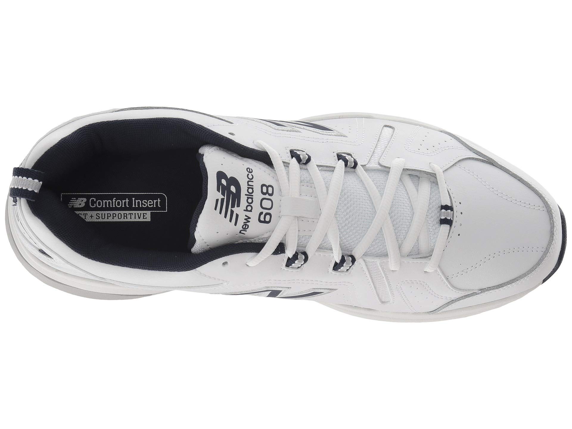 New Balance Men's 608 V5 Casual Comfort Cross Trainer, White/Navy, 11 X-Wide