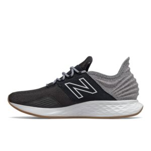 new balance men's fresh foam roav v1 sneaker, black/light aluminum, 12