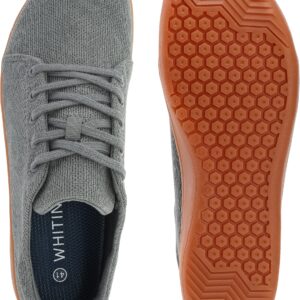 WHITIN Men's Fashion Barefoot Knit Minimalist Sneakers Wide Width fit Zero Drop Sole Size 10.5-11 Minimus Casual Outdoor Shoes Walking Grey Gum 44