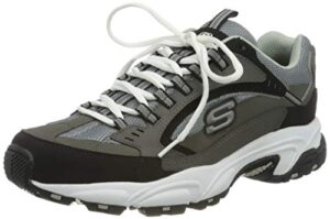 skechers mens stamina nuovo road running shoes, charcoal/black, 10.5 wide us