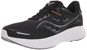 saucony men's guide 16 sneaker, black/white, 11