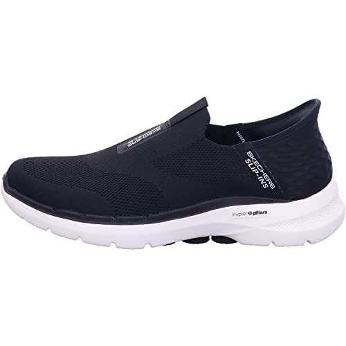 Skechers Men's Gowalk 6 Slip-Ins-Athletic Slip-On Walking Shoes | Casual Sneakers with Memory Foam, Black/White, 11 X-Wide