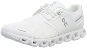 on men's cloud 5 sneakers, all white, 10