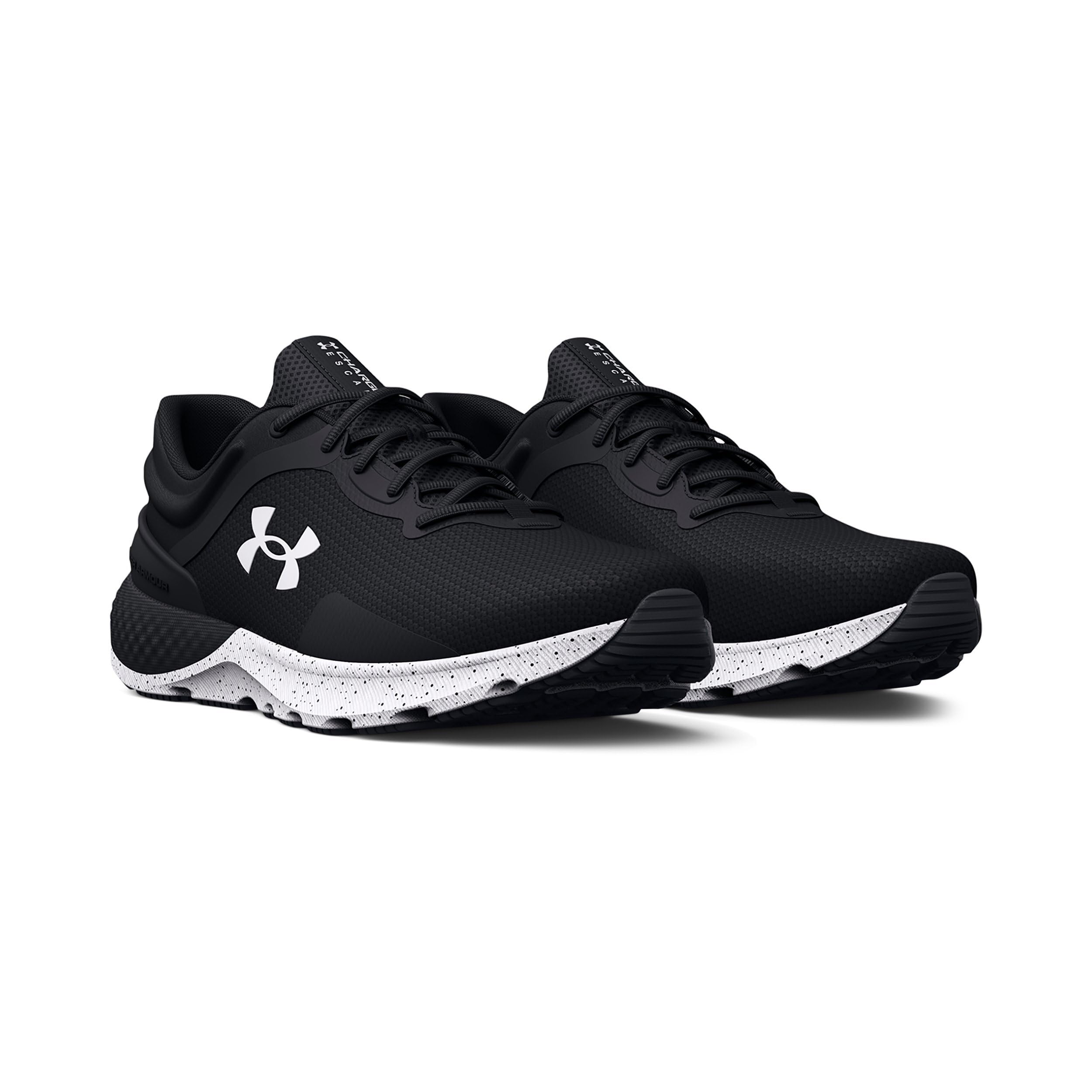 Under Armour Men's Charged Escape 4 4E Running Shoe, (002) Black/Black/White, 11