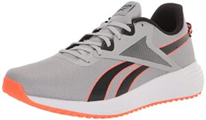 reebok men's lite plus 3.0 running shoe, pure grey/black/orange flare, 9