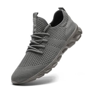 Damyuan Mens Lightweight Athletic Running Walking Gym Shoes Casual Sports Shoes Fashion Sneakers Walking Shoes Dark Grey,9.5