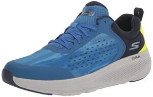 skechers men's gorun elevate-lace up performance athletic running & walking shoe sneaker, blue/black/yellow, 14