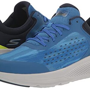 Skechers Men's GOrun Elevate-Lace Up Performance Athletic Running & Walking Shoe Sneaker, Blue/Black/Yellow, 14