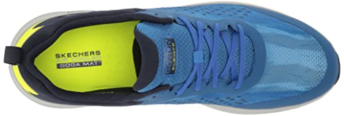 Skechers Men's GOrun Elevate-Lace Up Performance Athletic Running & Walking Shoe Sneaker, Blue/Black/Yellow, 14