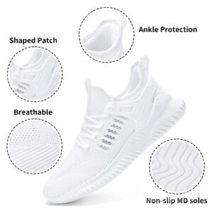 Akk White Sneakers Mens Tennis Shoes - Slip on Walking Running Breathable Lightweight Athletic Shoes for Sport Gym Workout Jogging Size 13