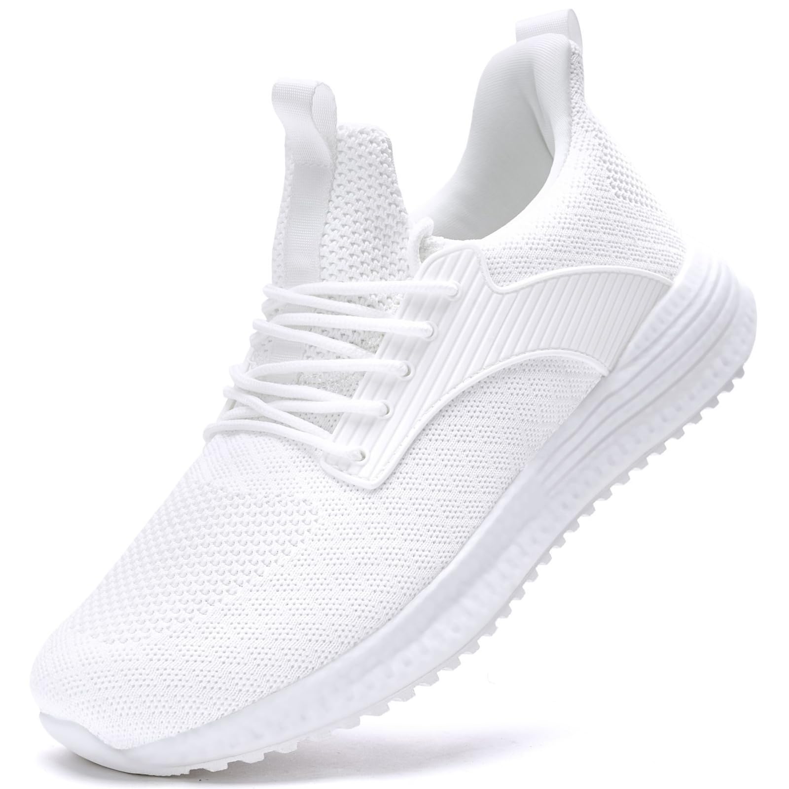 KPP White Sneakers for Men - Slip on Walking Running Tennis Athletic Workout Gym Jogging Lightweight Breathable Memory Foam Casual Shoes Size 11