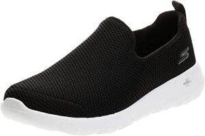 skechers mens go max-athletic air mesh slip on walking shoe, black/white, 9.5 x-wide us