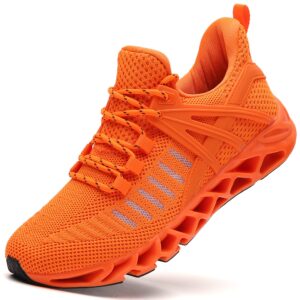 tsiodfo sneakers for men sport running shoes athletic tennis walking shoes jogging fashion sneaker mesh breathable orange size 8.5