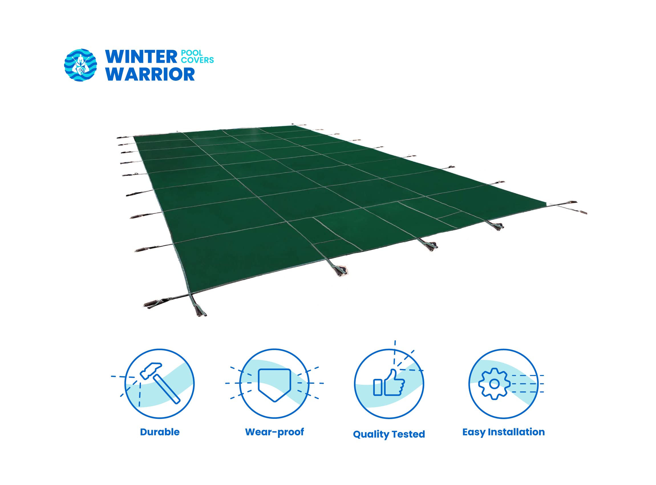 Winter Warrior Mesh Inground Safety Pool Cover - - for 16'x32' Pool - Green