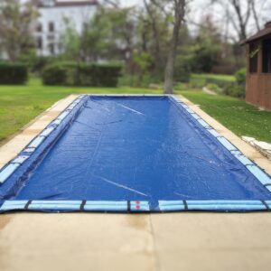 pureline denali rectangular inground ground winter pool cover, 16' x 32’, 8 year warranty