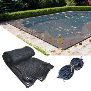 18ft x 36ft pool leaf nets for in-ground swimming pools cover, durable rectangula mesh pool leaf net cover with grommets and rope, professional grade winter autumn summer pool safety cover, black