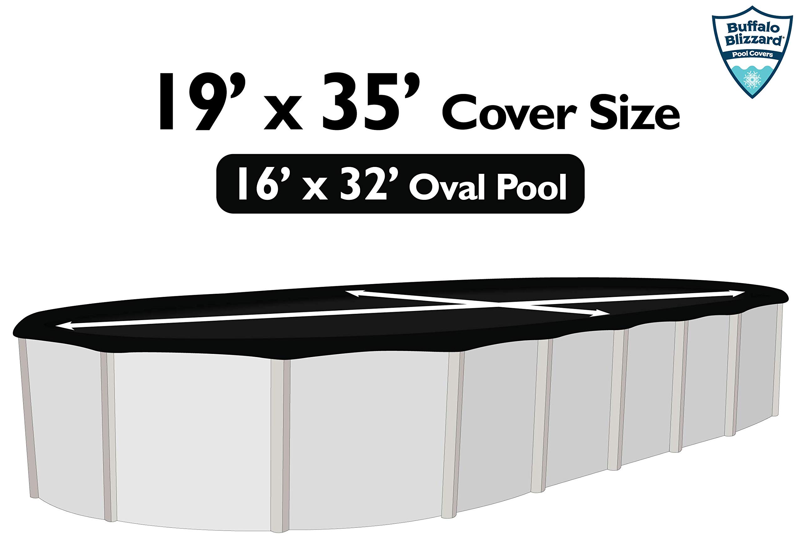 Buffalo Blizzard Deluxe Winter Cover for 16-Foot-by-32-Foot Oval above-Ground Swimming Pools | Blue/Black Reversible | All Covers Include 3-Feet of Overlap Material to Measure 19-Feet-by-35-Feet