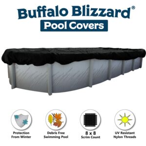 Buffalo Blizzard Deluxe Winter Cover for 16-Foot-by-32-Foot Oval above-Ground Swimming Pools | Blue/Black Reversible | All Covers Include 3-Feet of Overlap Material to Measure 19-Feet-by-35-Feet