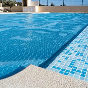 SunHeater Pool Solar Blanket - Heavy Duty Rectangular Pool Solar Cover with Bubbles - Heat Transfer Solar Pool Heater for In-Ground Swimming Pools - Durable 12 Mil Thick Polyethylene - 12' x 24' Feet