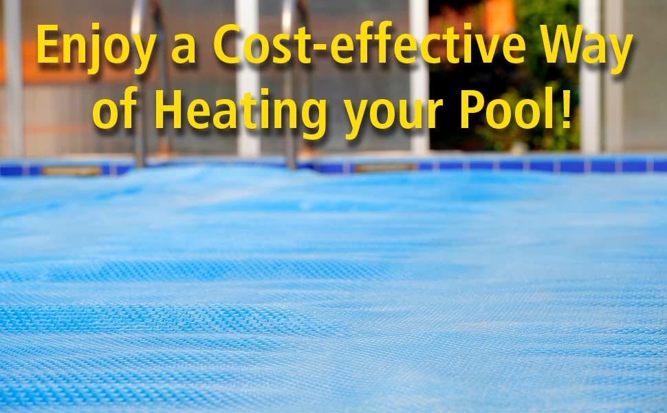 SunHeater Pool Solar Blanket - Heavy Duty Rectangular Pool Solar Cover with Bubbles - Heat Transfer Solar Pool Heater for In-Ground Swimming Pools - Durable 12 Mil Thick Polyethylene - 12' x 24' Feet