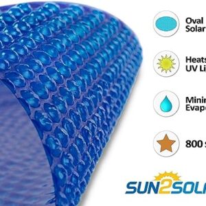 Sun2Solar Blue 12-Foot-by-28-Foot Rectangle Solar Cover | 800 Series Style | Heat Retaining Blanket for In-Ground and Above-Ground Rectangular Swimming Pools | Use Sun to Heat Pool | Bubble-Side Down…