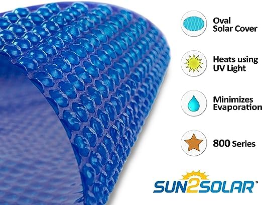 Sun2Solar Blue 12-Foot-by-28-Foot Rectangle Solar Cover | 800 Series Style | Heat Retaining Blanket for In-Ground and Above-Ground Rectangular Swimming Pools | Use Sun to Heat Pool | Bubble-Side Down…