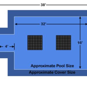 16' x 32' Rectangle with 4' x 6' Center End Step Ultra-Loc III Solid Blue- Drain Panels In-Ground Pool Safety Cover