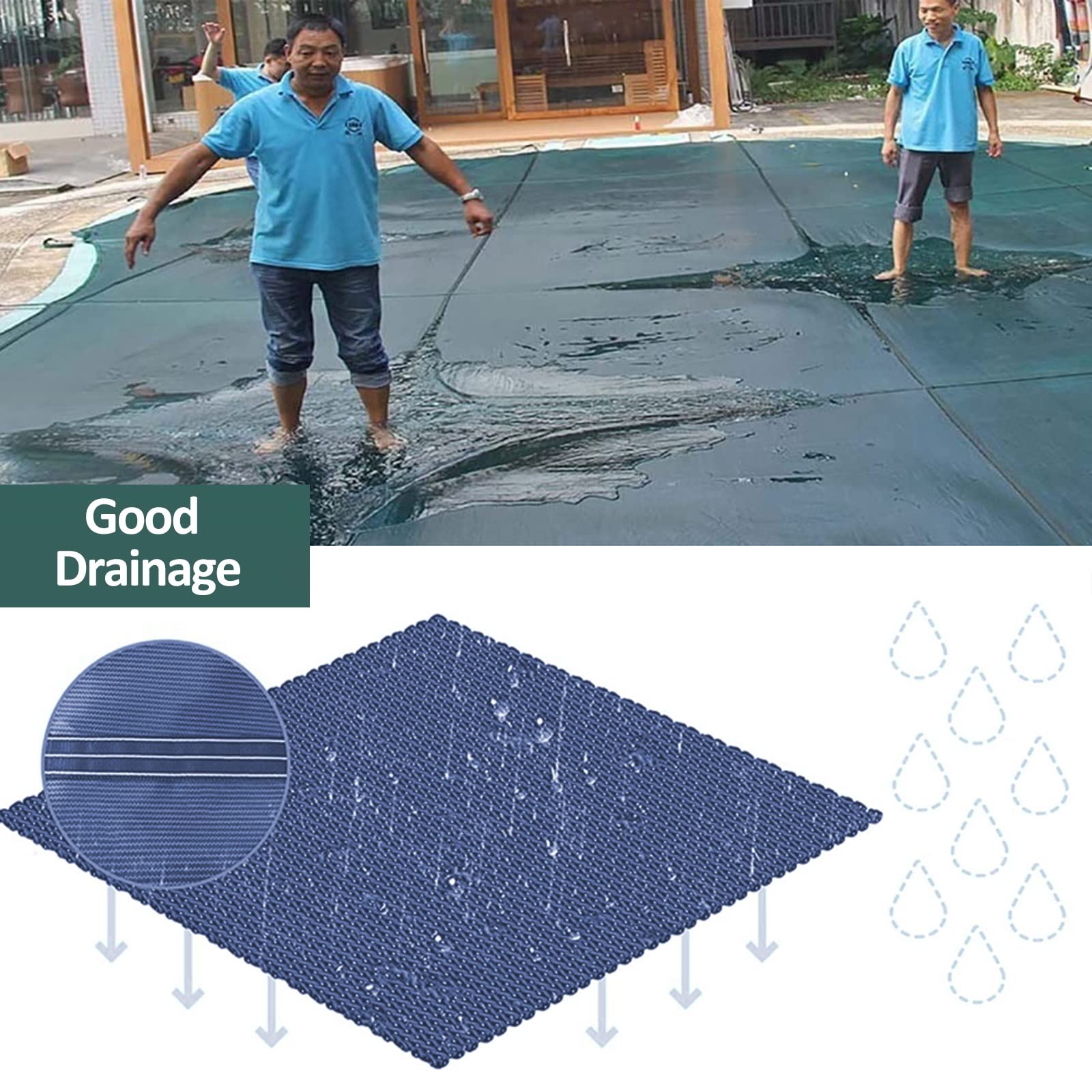 ZAQYCM Winter Swimming Pools Leaf Cover Inground Pool Safety Tarpaulin, Fits 8x24 10x32 12x24 16x32 18x33 20x32 - Blue with Optional Center End Step and Installation Kit (Size : 5x6m/16x19.6ft)