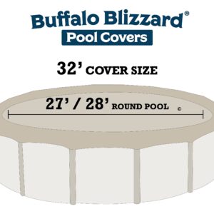 Buffalo Blizzard Supreme Plus Winter Cover for 28' Foot Round above-Ground Swimming Pools | Tan/Silver Reversible | All Covers Include 4' Feet of Overlap for Secure Installation to Measure 32' Feet