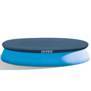 intex 28022e pool cover: for 12ft round easy set pools – includes rope tie – drain holes – 12in overhang – snug fit