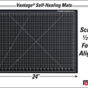 Dahle Vantage 10672 Self-Healing Cutting Mat, 18"x24", 1/2" Grid, 5 Layers for Max Healing, Perfect for Crafts & Sewing, Black