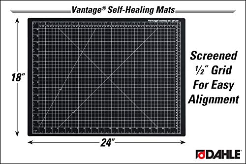 Dahle Vantage 10672 Self-Healing Cutting Mat, 18"x24", 1/2" Grid, 5 Layers for Max Healing, Perfect for Crafts & Sewing, Black