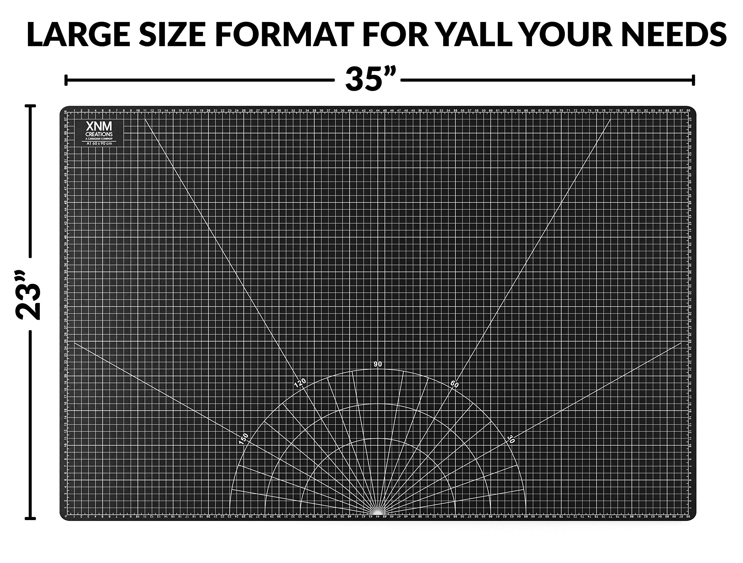 XNM Creations Premium Self Healing Cutting Mat - 24 Inches by 36 inches - A1, 3 Layer Quality PVC Construction - Dual Sided, Imperial and Metric Grid Lines - Perfect for Cutting, Sewing, and Crafts