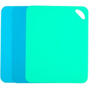 plastic flexible cutting mats for kitchen, 3pcs color coded chopping board set, cutting board sheet for kitchen cooking, dishwasher safe （11.5x9"）