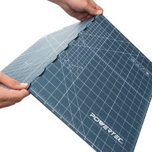 powertec 61002 18” x 24” a2 non-slip double sided rotary cutting mat with grid, table protector for crafting, sizing, tracing, sewing, quilting, scrapbooking, arts and crafts woodworking