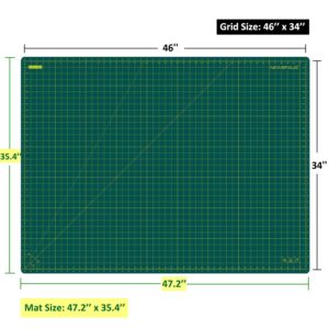 NEWBRAUG 36'' × 48'' Large Self Healing Cutting Double Sided 5-Ply Mat, Big Cutting Board for Rotary Cutting, Quilting, Sewing, Craft, Fabric & Scrapbooking(Green/Black)