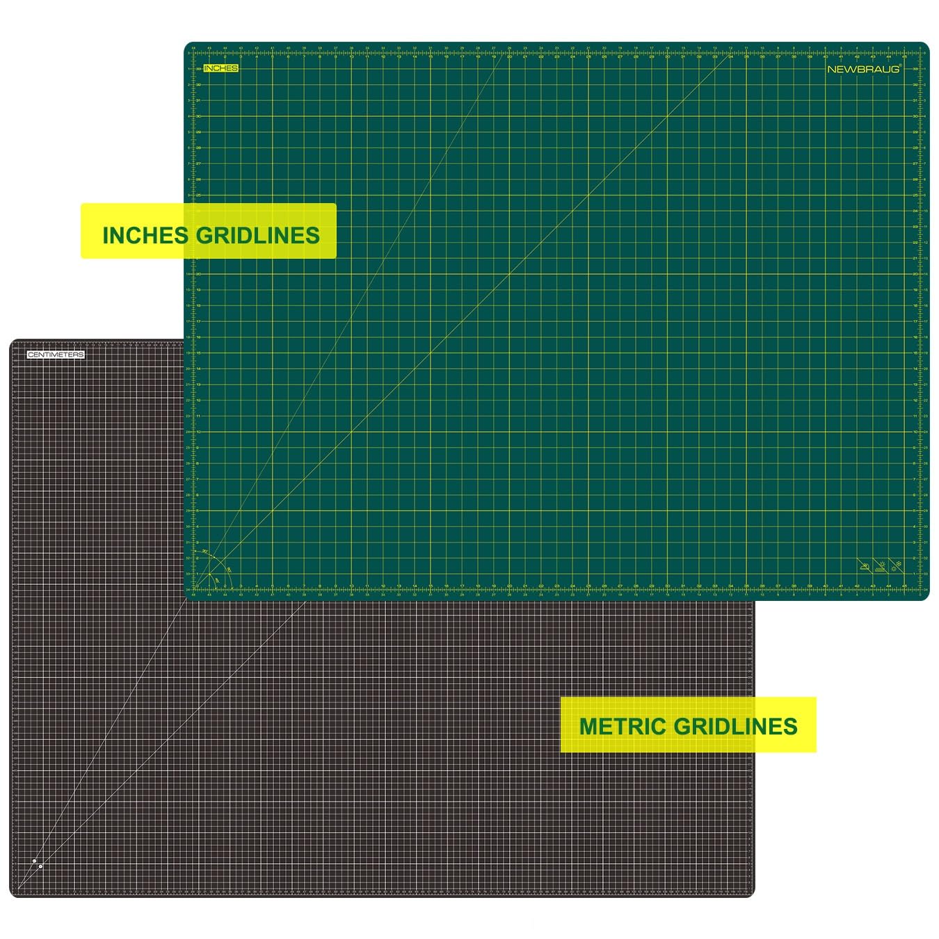 NEWBRAUG 36'' × 48'' Large Self Healing Cutting Double Sided 5-Ply Mat, Big Cutting Board for Rotary Cutting, Quilting, Sewing, Craft, Fabric & Scrapbooking(Green/Black)