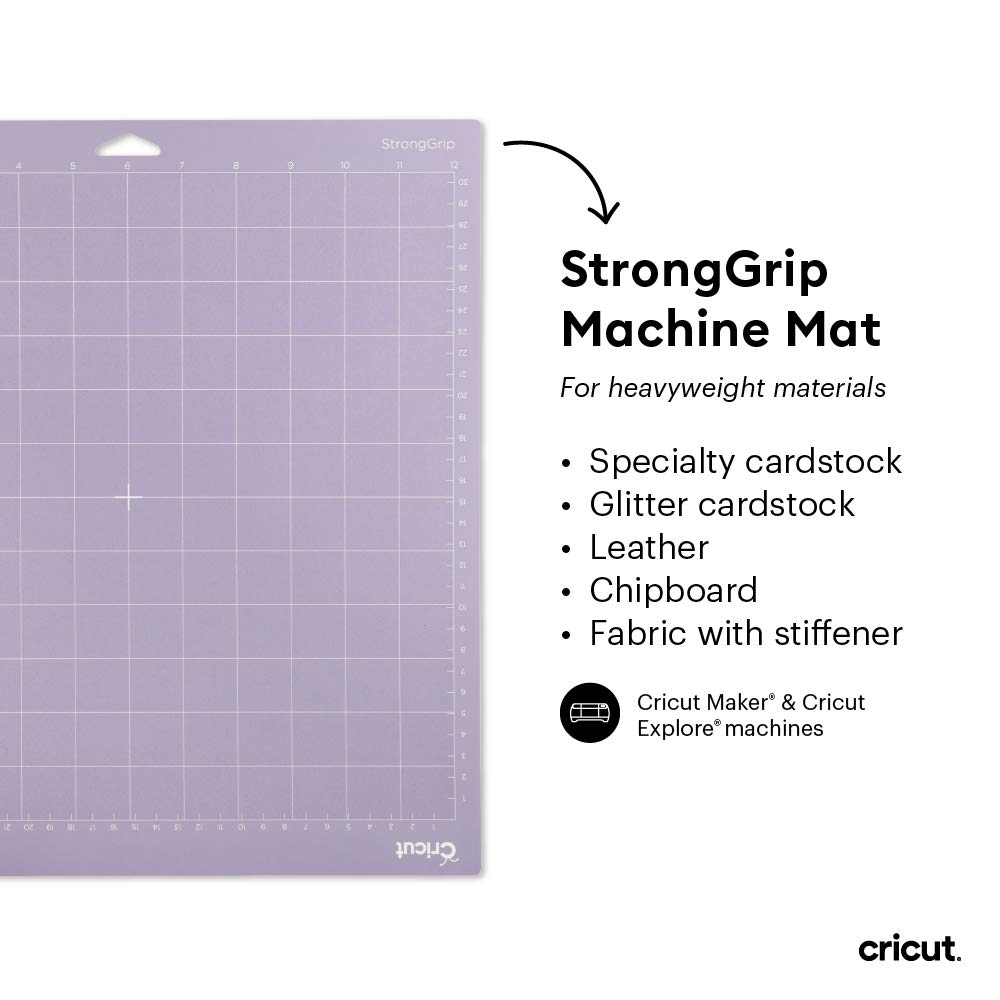 Cricut StrongGrip Cricut Cutting Mat 12in x 24in, Craft Cutting Mat for Maker & Explore, Use with Heavyweight Materials - Specialty Cardstock & More, Reusable, Clear Protective Film (3 Count)