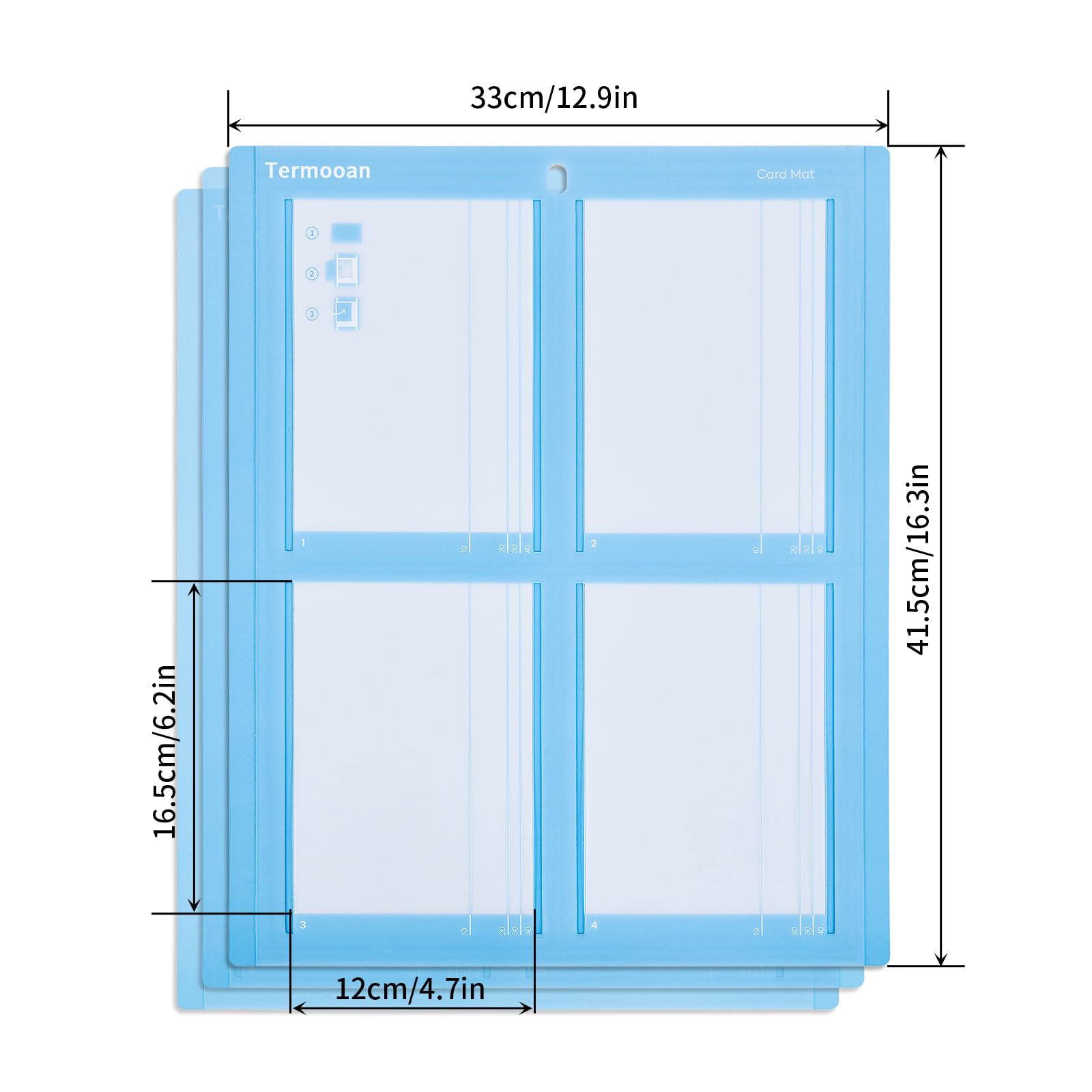 2PCS Card Mat 2x2 for Cricut Explore & Maker Series Crafting Machines, Non-Slip 4-in-1 Craft Mat, Reusable Craft Cutting Mat, Create Four Cards Simultaneously