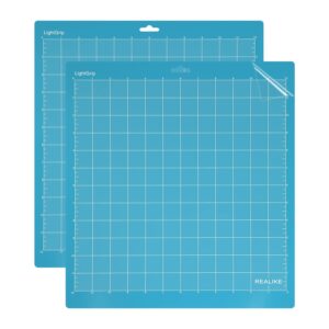 realike lightgrip cutting mat for cricut maker 3/maker/explore 3/air 2/air/one, 2 pack 12x12 inch blue light grip adhesive sticky non-slip cut mat replacement accessories for cricut