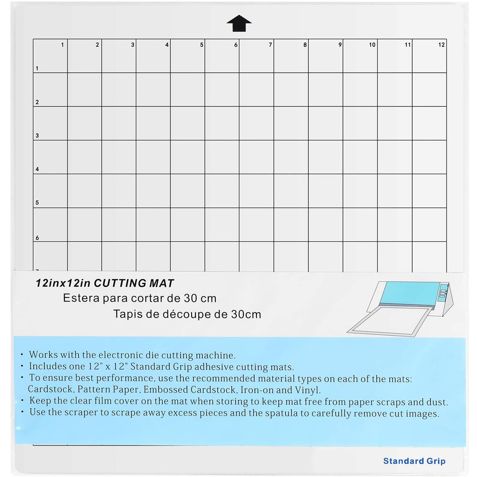 SOMOLUX Standard-Grip Adhesive Cutting Mat 3pcs Competible with Silhouette Cameo, Kricut Die Cutting Machine, 12 ×24, 12 ×12,12 ×8 Clear