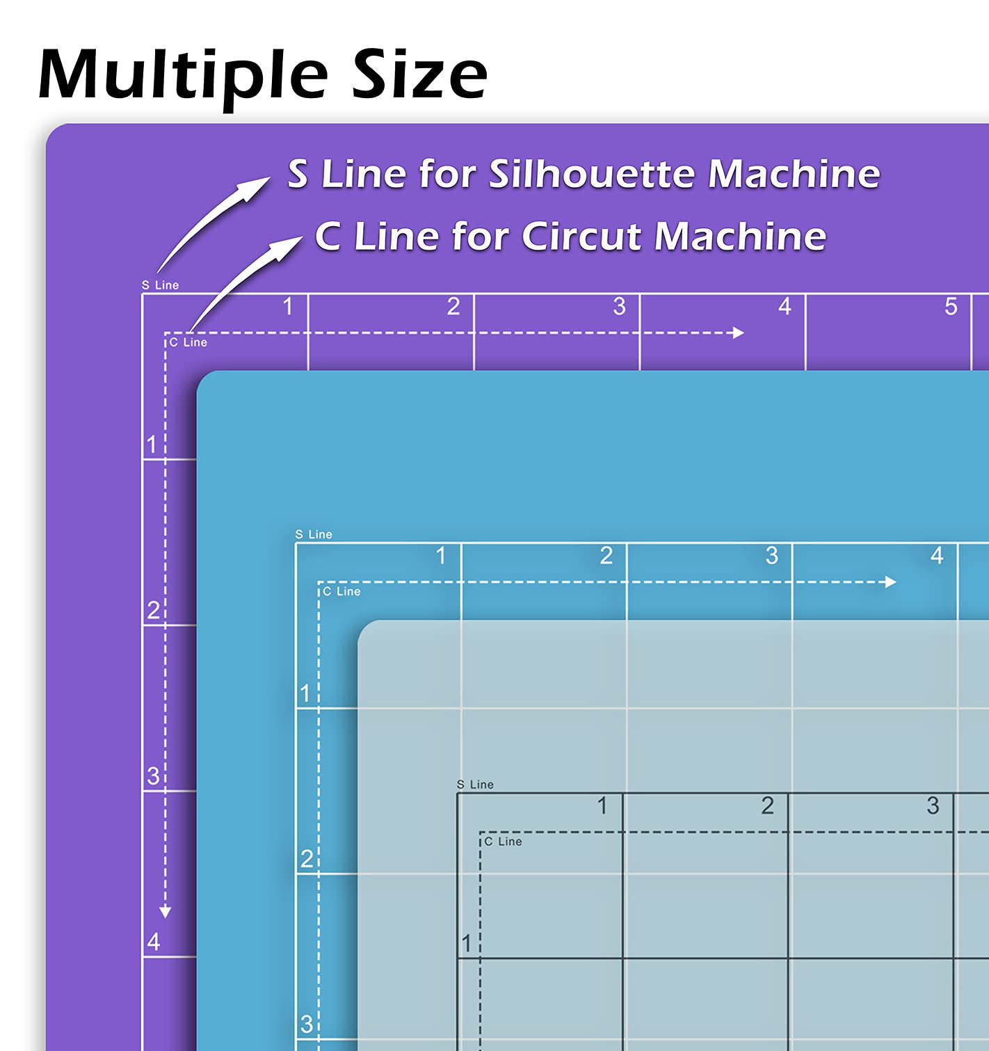 ReArt Cutting Mat Variety for Silhouette Cameo 4/3/2/1-3 Packs 12” x 24” Strong, Standard, Light Grip Adhesive Cut Mat