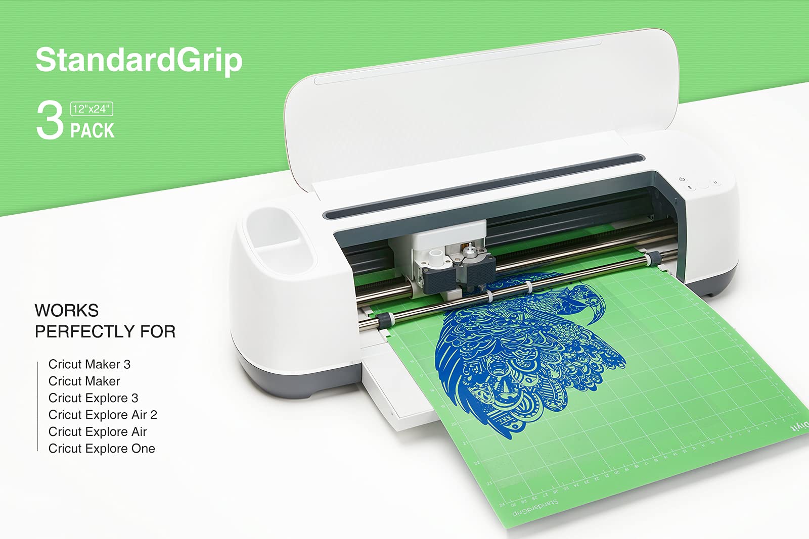 DIYIT Standardgrip Cutting Mat for Cricut Maker 3/Maker/Explore 3/Air 2/Air/One(3 Mats), Standard Grip Cutting Mats 12x24 Inch for DIY Projects