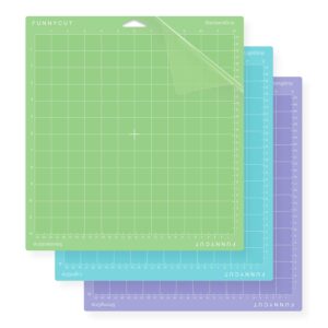 funnycut cutting mat 12x12 for cricut maker 3/maker/explore 3/air 2/air/one(lightgrip, standardgrip, stronggrip, 3 pieces) cricket mats replacement accessories for cricut