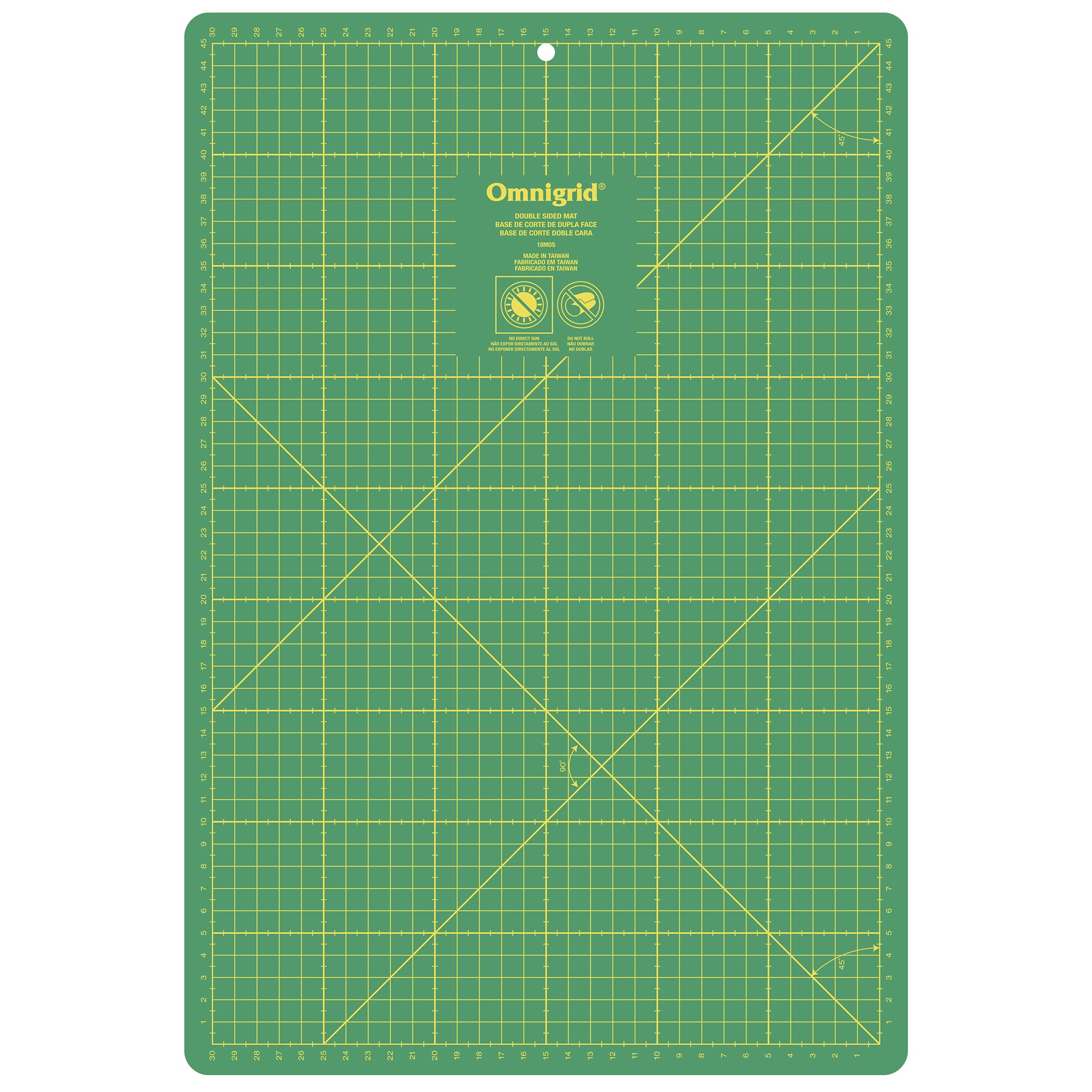 Dritz Omnigrid Double Sided Self-Healing 12x18 Cutting Mat, 12" x 18" 30cm x 45cm, Green