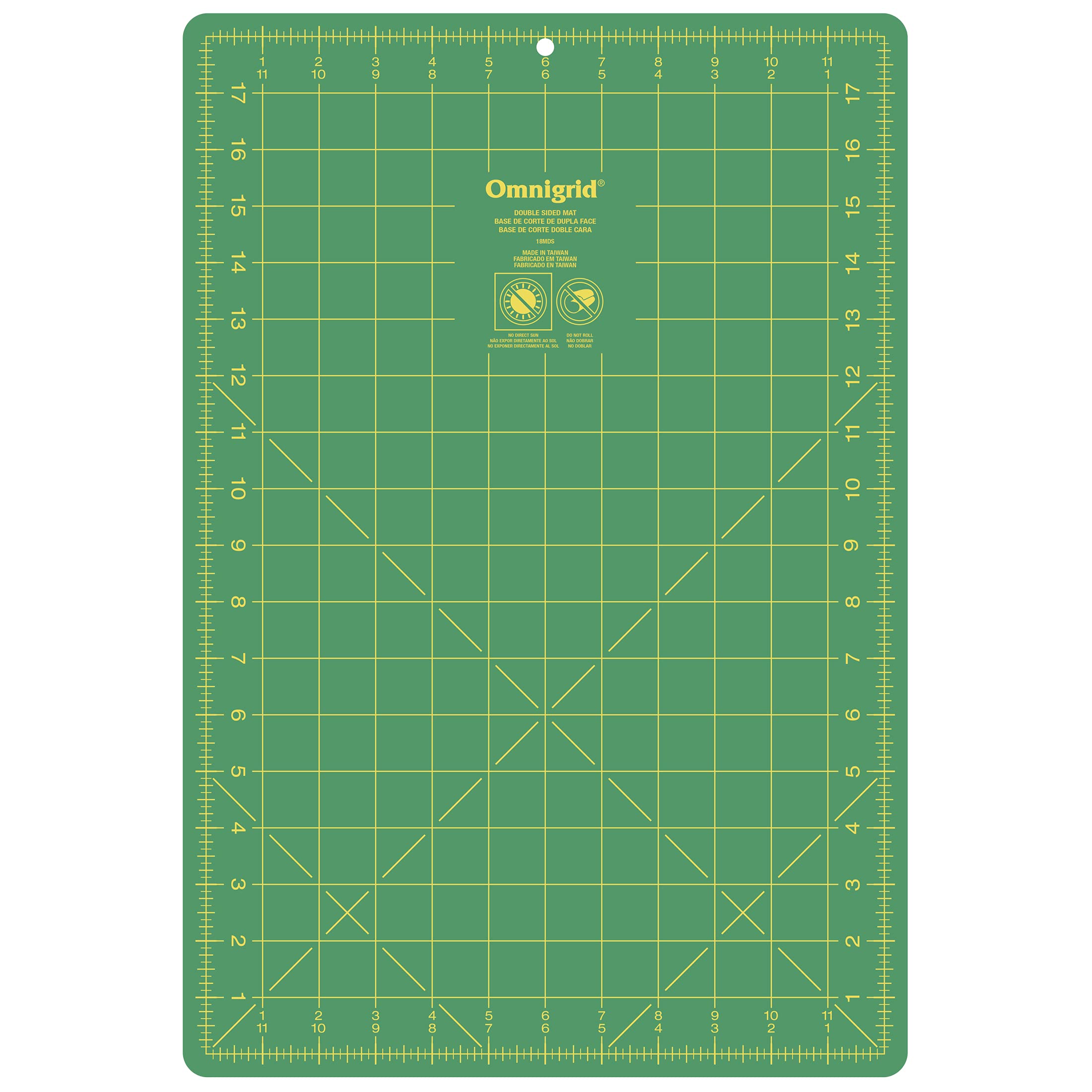 Dritz Omnigrid Double Sided Self-Healing 12x18 Cutting Mat, 12" x 18" 30cm x 45cm, Green